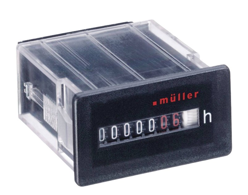 Müller BG 30.18 brojač radnih sati, 12-48V DC, mehanički brojač, ugradnja u panel 50x25mm