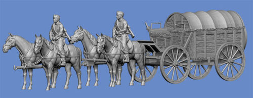 NEW! Germania-Figuren 35-WW2-0571 Horse-Drawn Carriage With 4 Horses At A Standstill II
