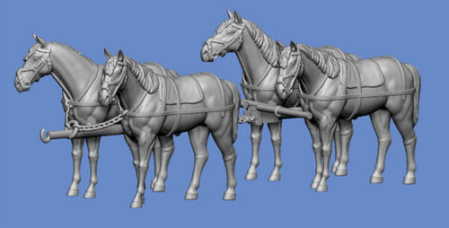 Germania-Figuren 35-WW2-0572 Horse-Drawn Carriage With 4 Horses At A Standstill III