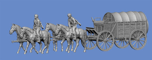 NEW! Germania-Figuren 35-WW2-0574 Horse-Drawn Carriage With 4 Horses On The March II