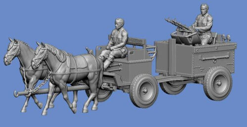 NEW! Germania-Figuren 35-WW2-0579c Flakwagen – Horse-Drawn III