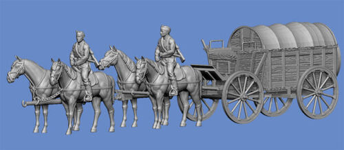 Germania-Figuren 35-WW2-0570 Horse-Drawn Carriage With 4 Horses At A Standstill
