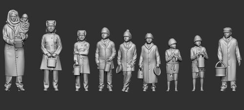 NEW! Germania-Figuren 35-WW2-0162 Russian WW2 Civilians At The Field Kitchen