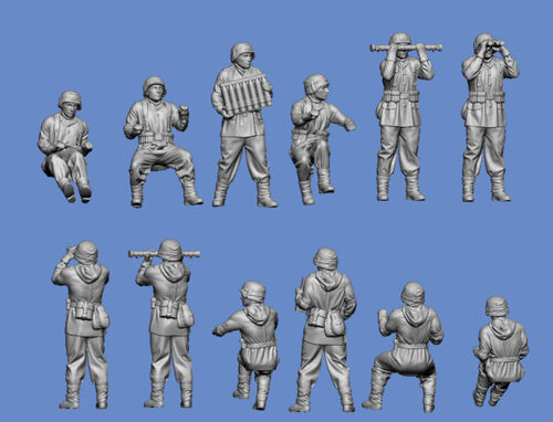 NEW! Germania-Figuren 72-WW2-0365 Crew For SdKfz. 7 With 3.7cm Flak - Camouflage Uniform