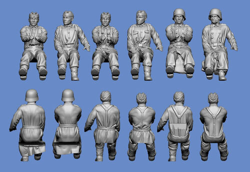 NEW! Germania-Figuren 48-WW2-0167 Various Drivers For The Horse-Drawn Field Kitchen