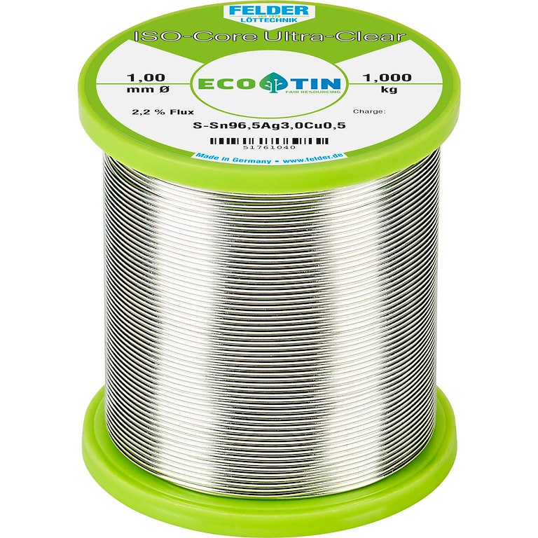Tinol / kalaj žica Felder Löttechnik ISO-Core Sn96,5/Ag3/Cu0,5 1kg 1mm