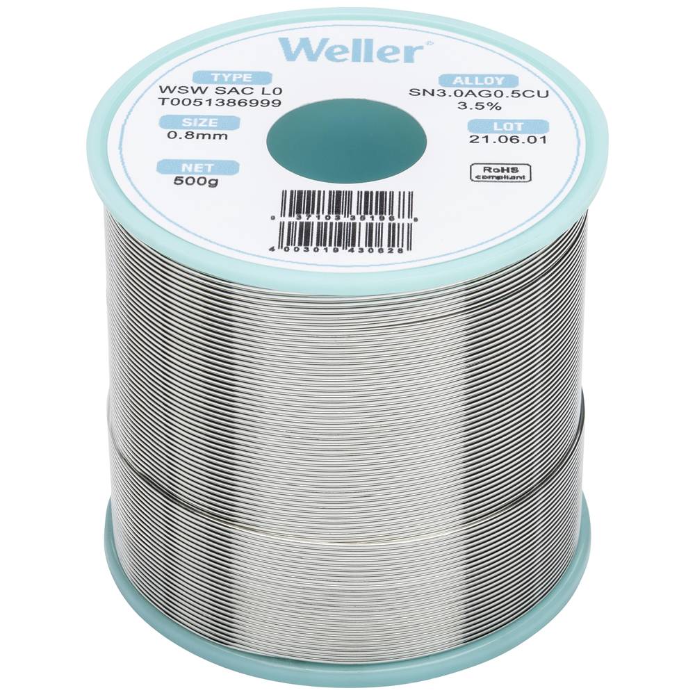 Tinol / kalaj žica Weller WSW SAC M1, Sn3,0Ag0,5Cu 0.8mm 500g