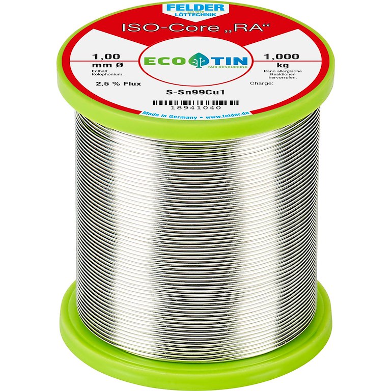 Tinol / kalaj žica Felder Löttechnik ISO-Core “RA” Sn99Cu1 1mm 1kg