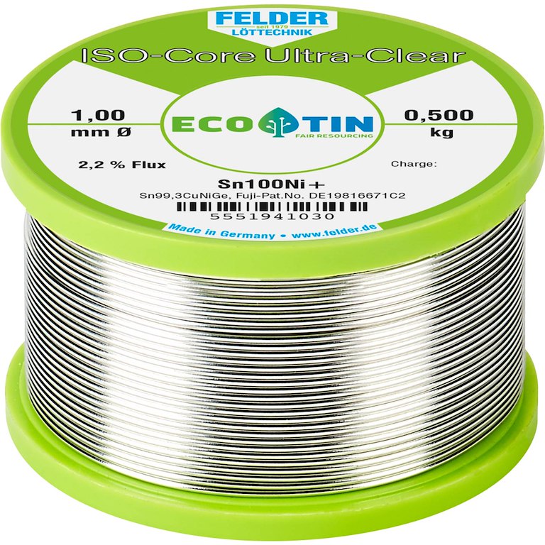 Tinol / kalaj žica Felder Löttechnik “Ultra-Clear” Sn100Ni+ 1mm 500g