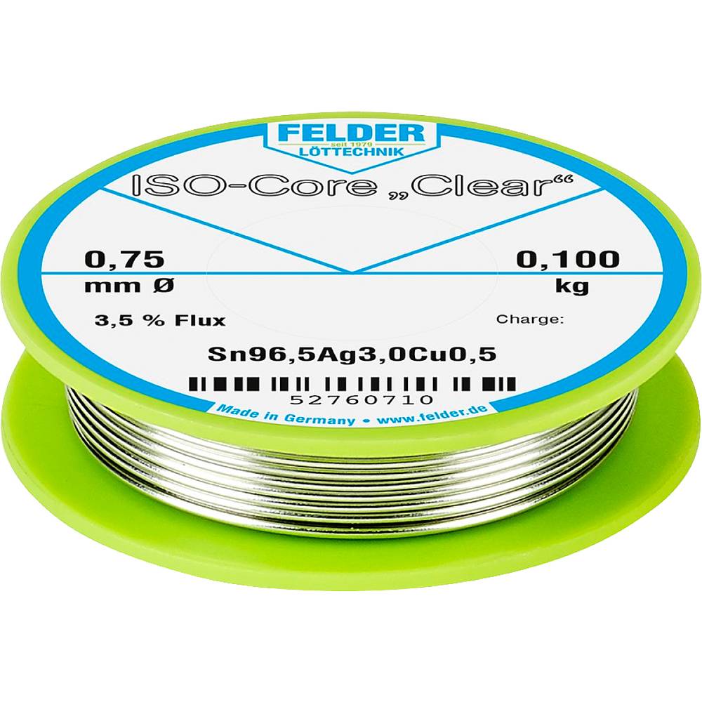 Tinol / kalaj žica Felder Löttechnik ISO-Core “Clear” SAC305 Sn96,5/Ag3/Cu0,5 0.75mm 100g