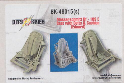 Bitskrieg 48015S Messerschmitt Bf-109 E - Seat with Belts & Cushion (for Eduard Kits)