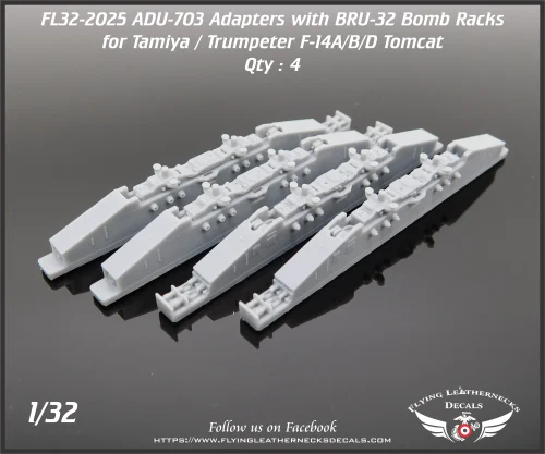 Flying Leathernecks 32-2025 Grumman F-14 A/B/D Tomcat - BRU-32 Bomb Racks - 3D-Printed (for Revell, Tamiya and Trumpeter kits)