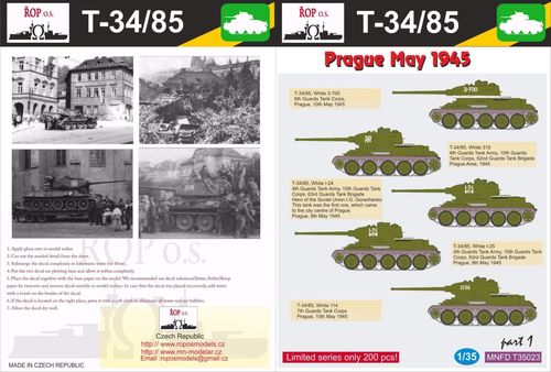 Ropos Models MNFDT35023 T-34/85 - Prague May 1945