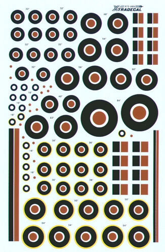 Xtradecal 72069 RAF WWII National Insignia - Roundels C and C1 Type and Fin Flashes