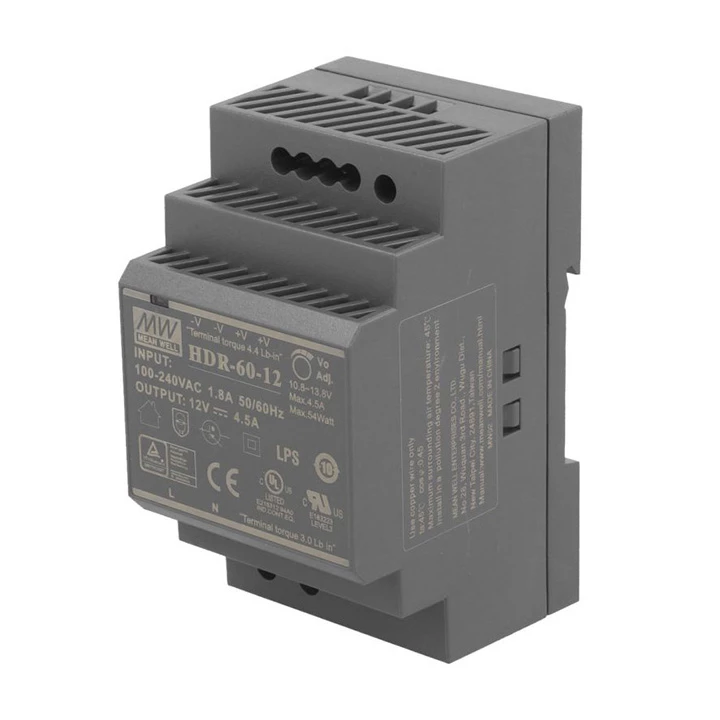 Industrijsko napajanje – ispravljač HDR-60-12 54W 4.5A 12V za DIN montažu
