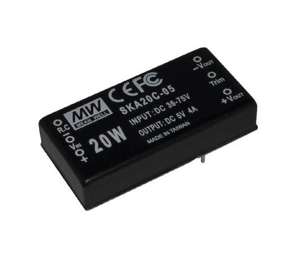 DC/DC-Konvertor 36-75V:+5V 4000mA 20W, MEAN WELL