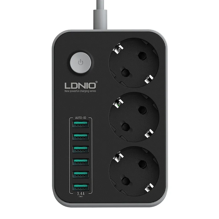 Produžni kabl LDNIO SE3631 sa 3 utičnice i 6xUSB 2m