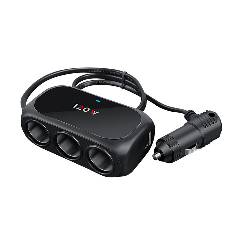 Produžni kabl adapter WT-D23 sa 3 utičnica za auto upaljač i 2x USB