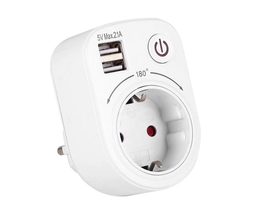 Šuko utičnica + 2xUSB 2.1A sa prekidačem