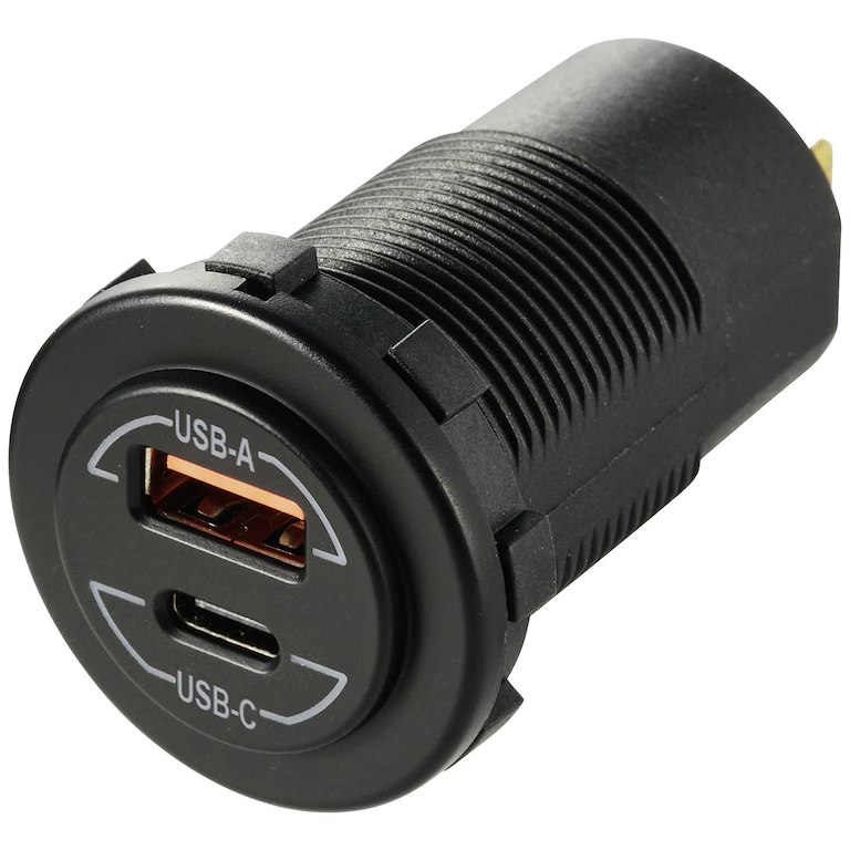 Utičnica za auto VOLTCRAFT 60W USB i Type C 12/24V