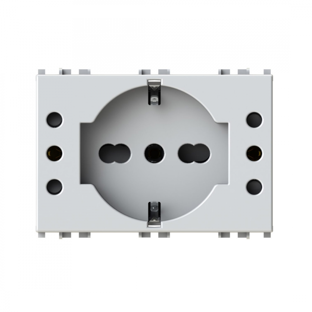 Utičnica šuko P503 Vimar Arke (crna, bela, metal) 4B.P503.V19B