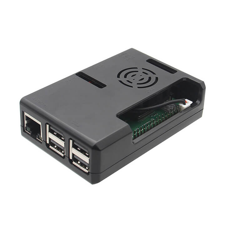Kućište za RaspberryPi 3 B ili 3 B+ sa rupom za ventilator, crno