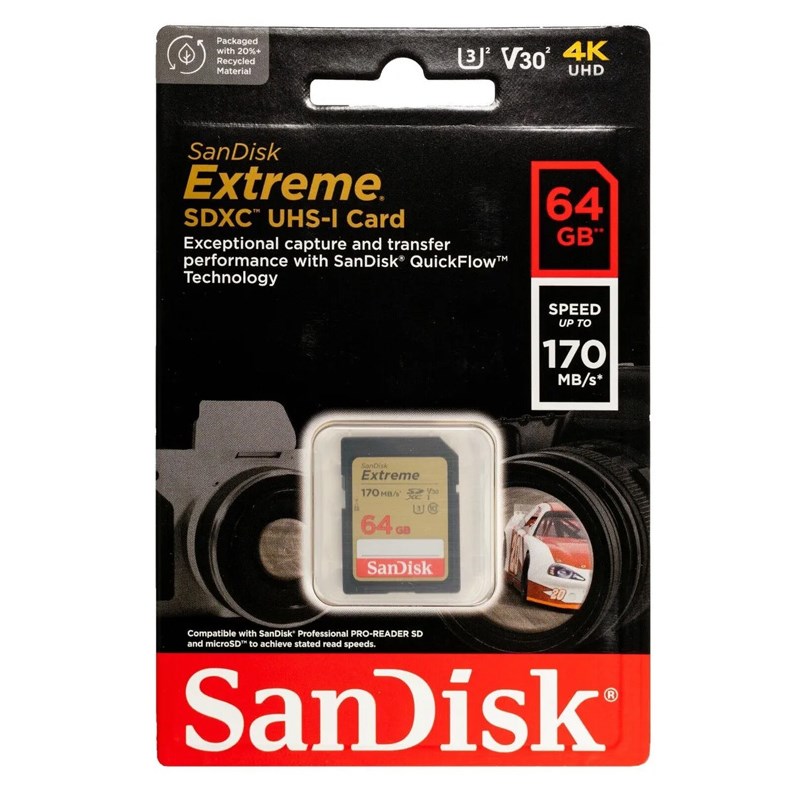 Memorijska kartica SanDisk SD XC 64GB Extreme 170MB/s V30 UHS-I Class 10 U3 V30