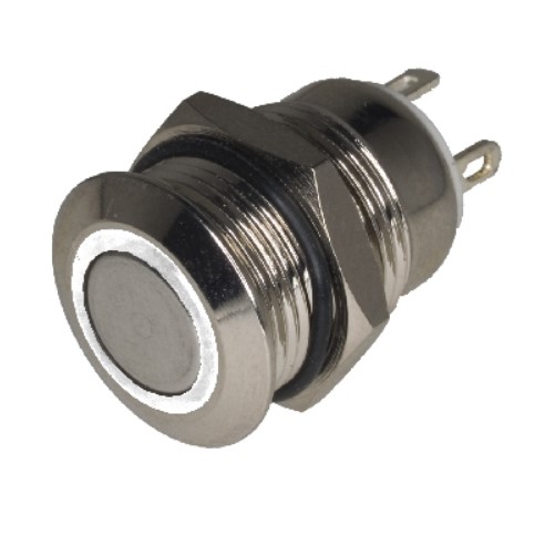 Taster INOX 12mm bela LED krug 12V DC