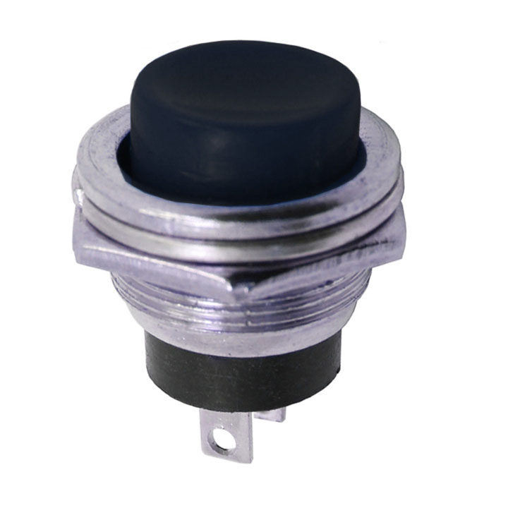 Taster metalni 3A/125V crni, fi=16mm