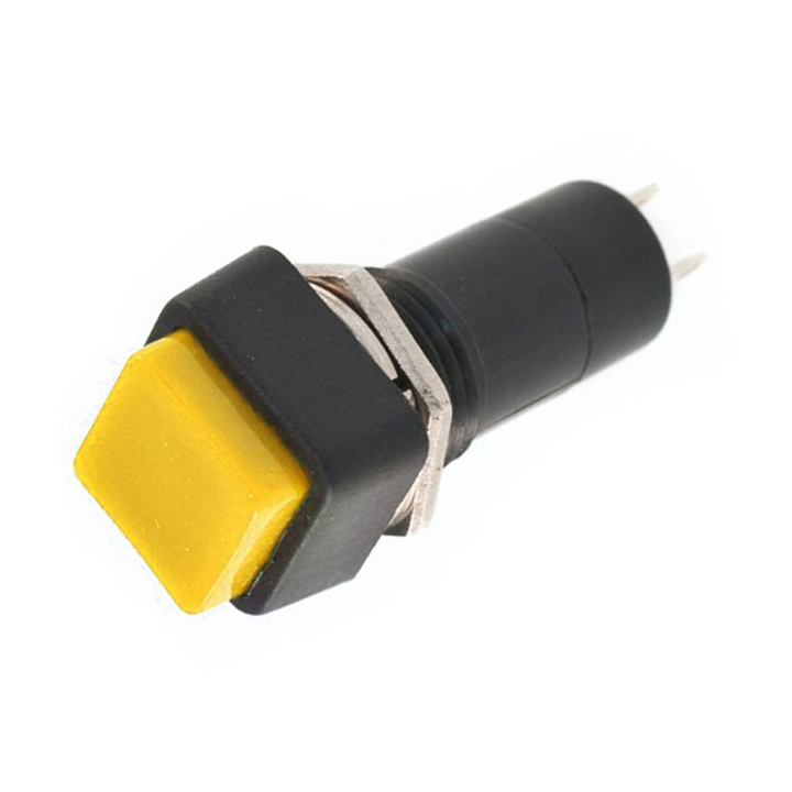 Taster prekidač plastični 3A/250V ?uti kvadratni, fi=12mm