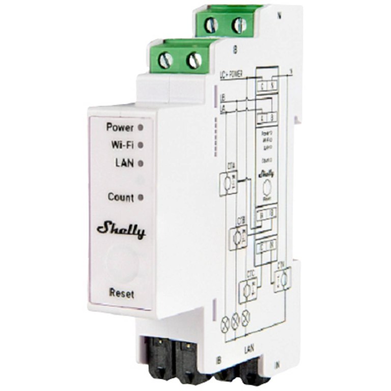 Shelly Pro 3EM 120A WiFi pametni trofazni merač električne energije DIN