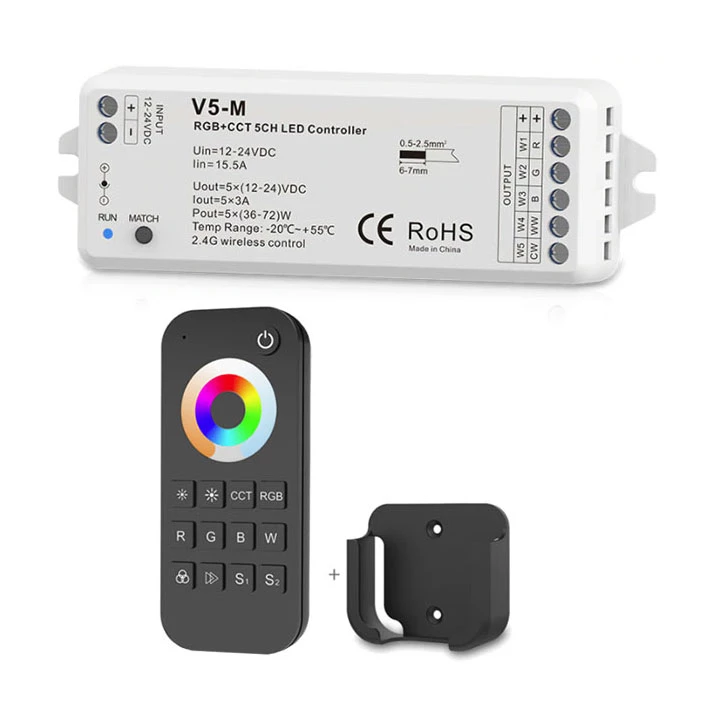 LED kontroler RGB/W/WW sa daljinskim RF 5x3A 12/24VDC