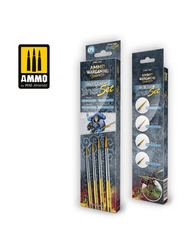 AMMO of Mig Jimenez 7623 Ammo Wargaming Universe - Shaders And Washes Brush Set