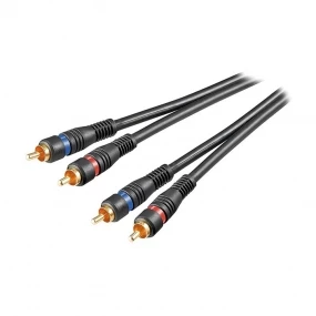 Kabl 2xRCA muški – 2xRCA muški OFC, 1.5m, Ø6+2+6mm, pozlaćeni kontakti, duplo širmovan