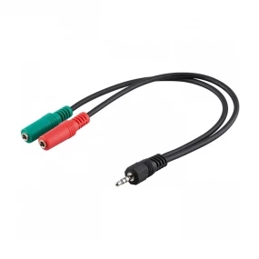 Kabl 3.5mm 4-pol muški – 2×3.5mm stereo ženski, 0.3m
