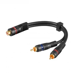 Kabl 2xRCA muški – 1xRCA ženski OFC, 0.25m, Ø2 x 6 mm, boja plava