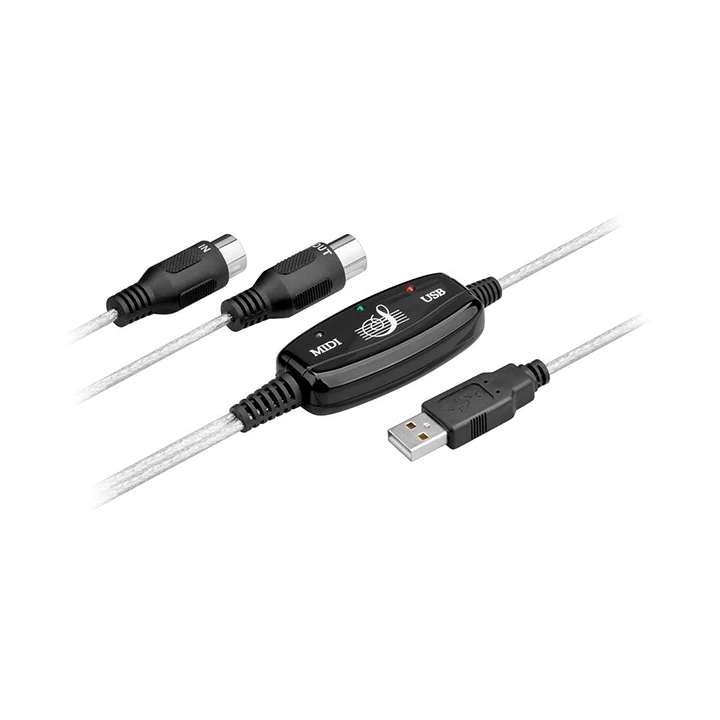 Kabl USB 2.0 muški – 2x DIN 5-pol MIDI, IN/OUT, 1.5m