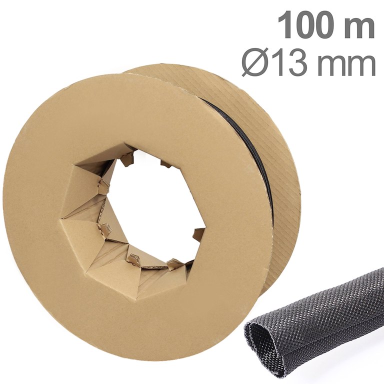 Tru Components TC-12352492 T24CA026 pleteno crevo crni poliester 13 do 14 mm 100 m