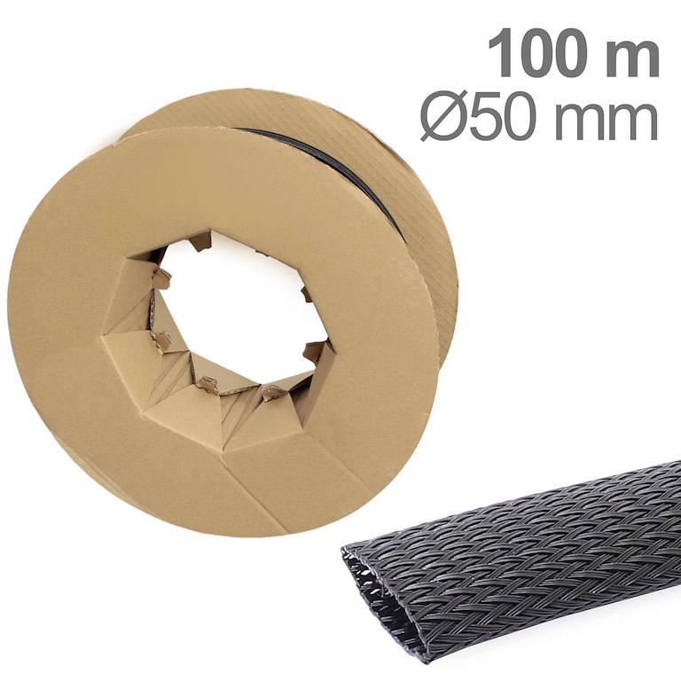 Tru Components TC-12352568 T24CA045 pleteno crevo crni poliester 40 do 80 mm 100 m