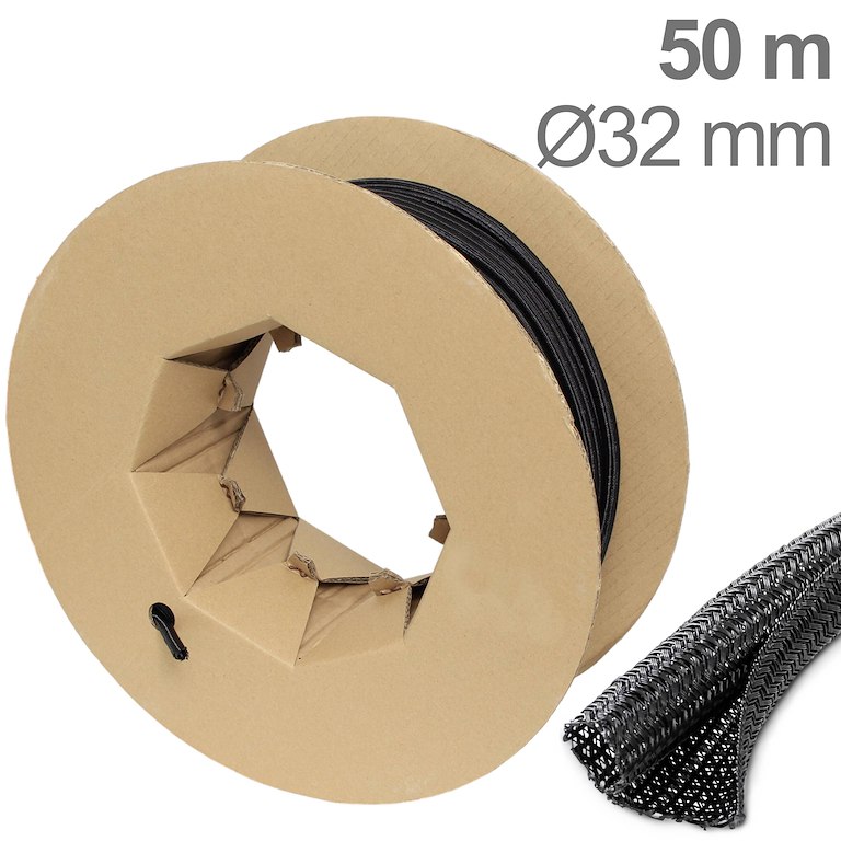 Tru Components TC-12352468 T24CA016 pleteno crevo crni poliester 32 do 33 mm 50 m