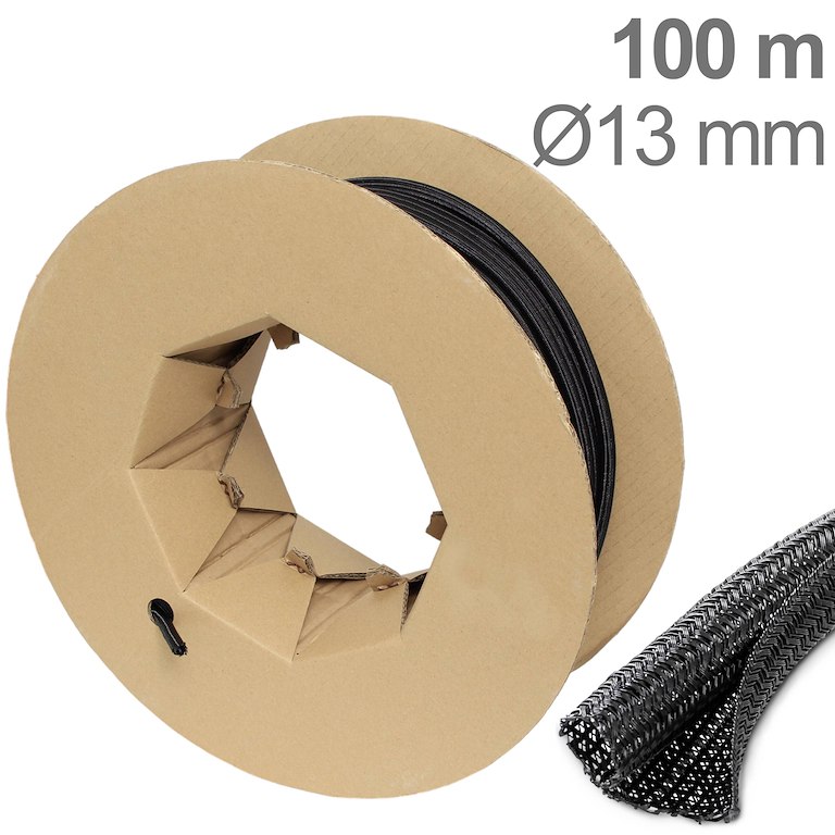 Tru Components TC-12352456 T24CA013 pleteno crevo crni poliester 13 do 14 mm 100 m