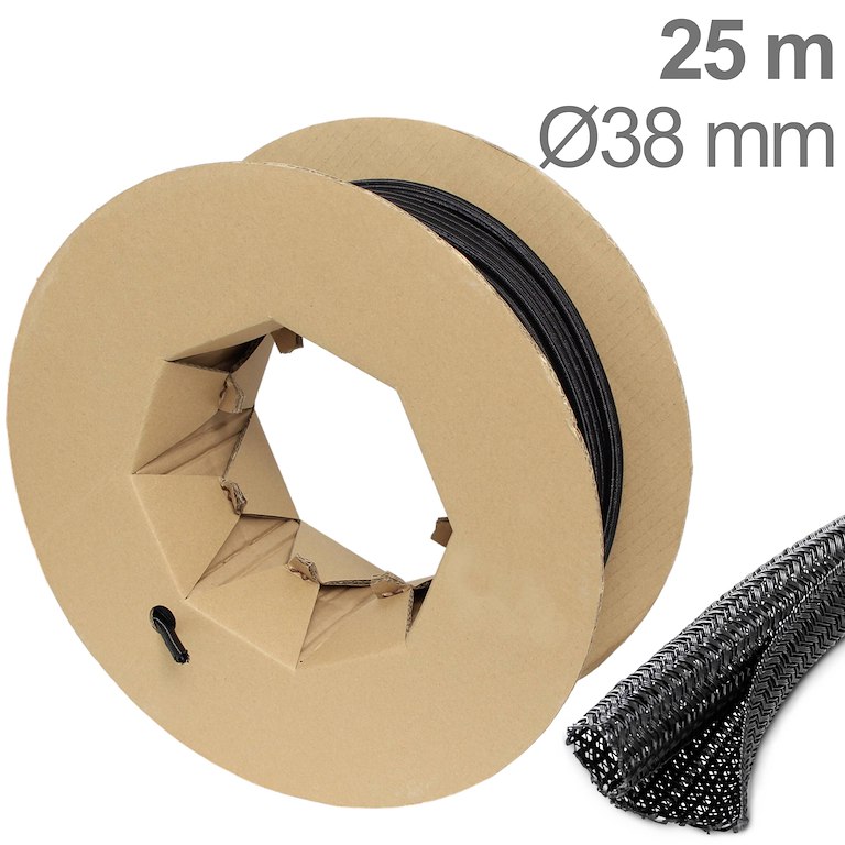 Tru Components TC-12352472 T24CA017 pleteno crevo crni poliester 38 do 39 mm 25 m