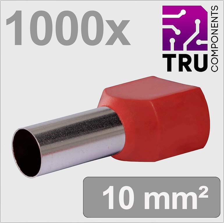 Tru Components TC-13377252 dvokraki 10 mm 2 delimicno izolovani crveni 1000 kom