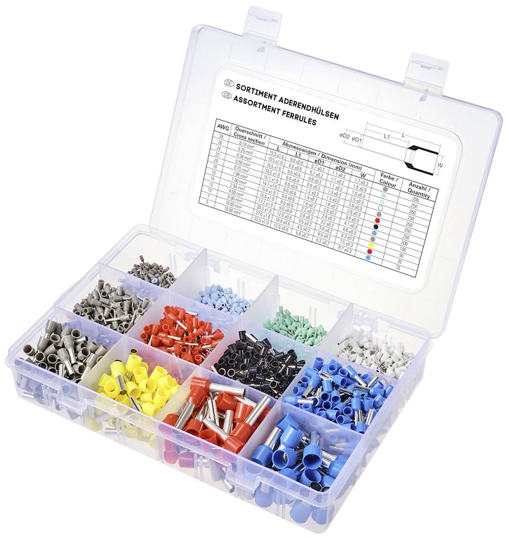 Tru Components TC-11991828 asortiman supljih provodnika 0,14 mm 2, 0,25 mm 2, 0,34 mm 2, 0,5 mm 2, 0,75 mm 2, 1 mm 2, 1,5 mm 2, 2,5 mm 2, 1 mm2, 1 mm2, 1 mm2, 1 mm2 izolovano siva, svetlo plava, t...