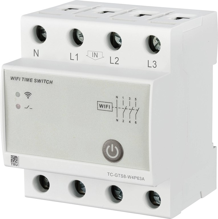 Tru Components TC-12485088 TC-GTS8-V4P63A Vi-Fi prekidac 230 V/AC Vremenski opseg: 1 min – 24 h 3 NE