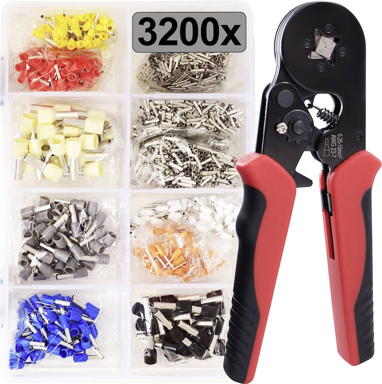 zicani krajevi cahure 3200 komada i klesta za presovanje Tru Components TC-13377608 asortiman caura