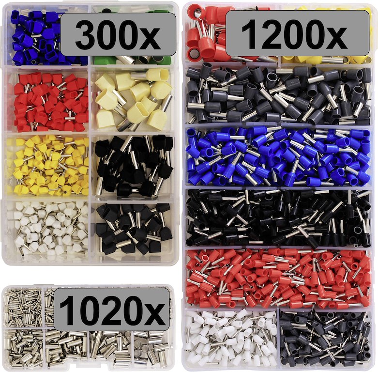 zicani krajevi caura izolovani, neizolovani i dupli 2520 komada Tru Components TC-13377612 asortiman caura 2520 komada
