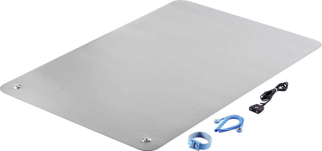 Tru Components ESD set prostirki za stol sivi (D * s * V) 900 * 610 * 2 mm uklj. kabl za uzemljenje, uklj. remen za zglob, uklj. spojna linija