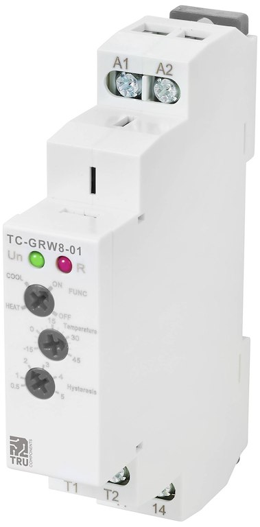 Tru Components TC-GRV8-01 regulator temperature NTC -15 do 45 C relej 16 A (D * s * V) 97,5 * 6,2 * 77,5 mm