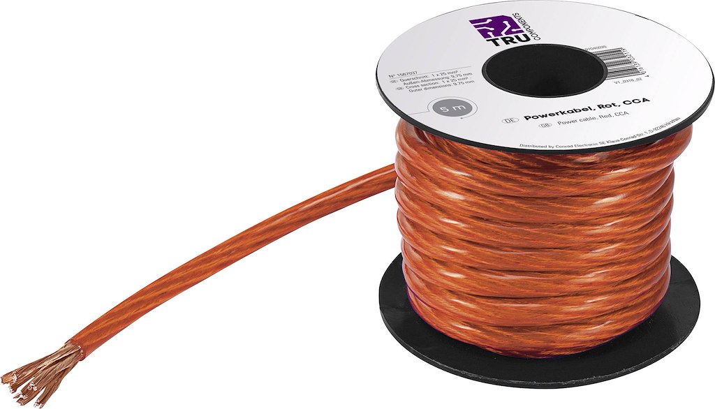 Kabl za uzemljenje 1 * 25 mm 2 crveni, providni Tru Components 1567037 5 m